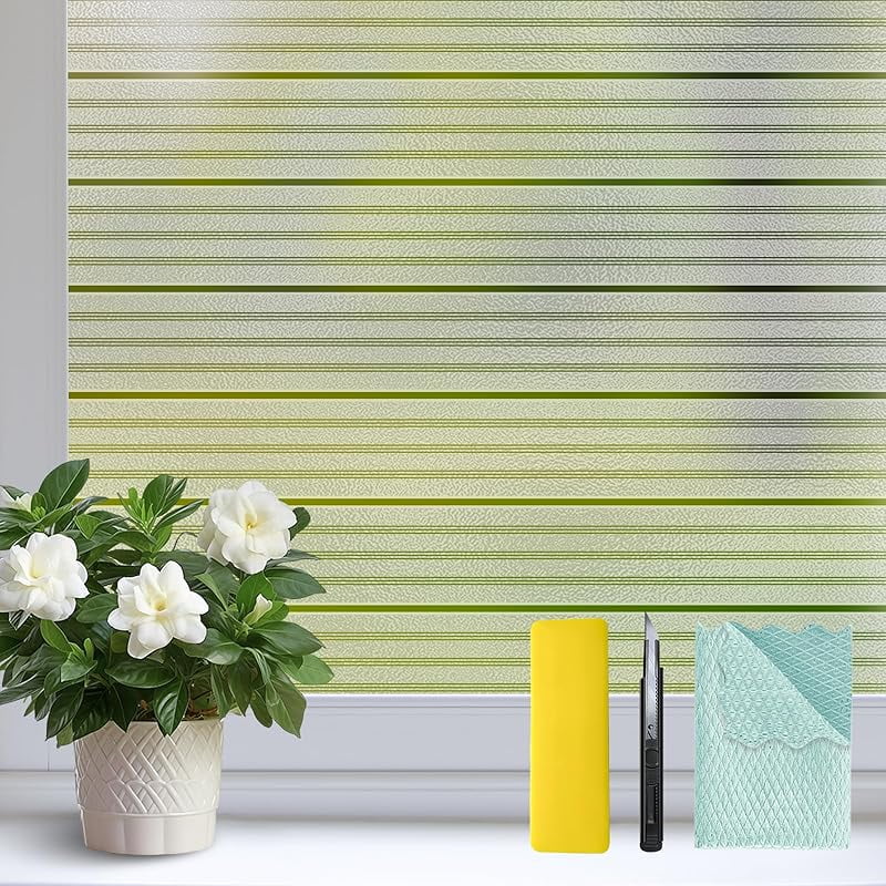 Niviy Window Privacy Film Stained Glass Window Film, 3D Reeded Glass ...