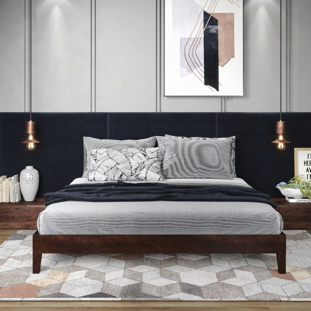 Nix - Brown King Platform Bed Having Felt Leg Bottoms for Floor ...