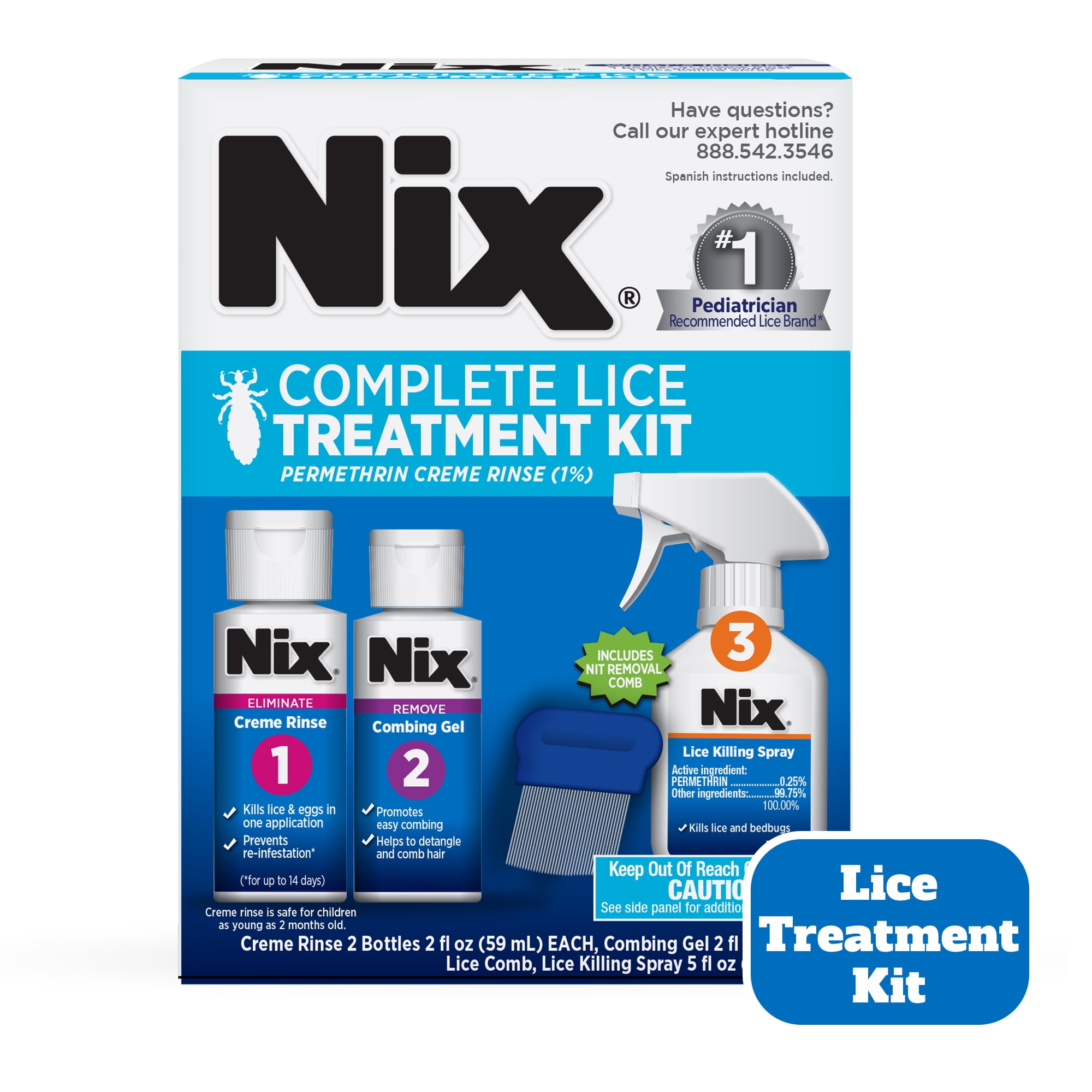 Nix Complete Lice Treatment Kit, Lice Treatment for Hair, Lice Spray ...