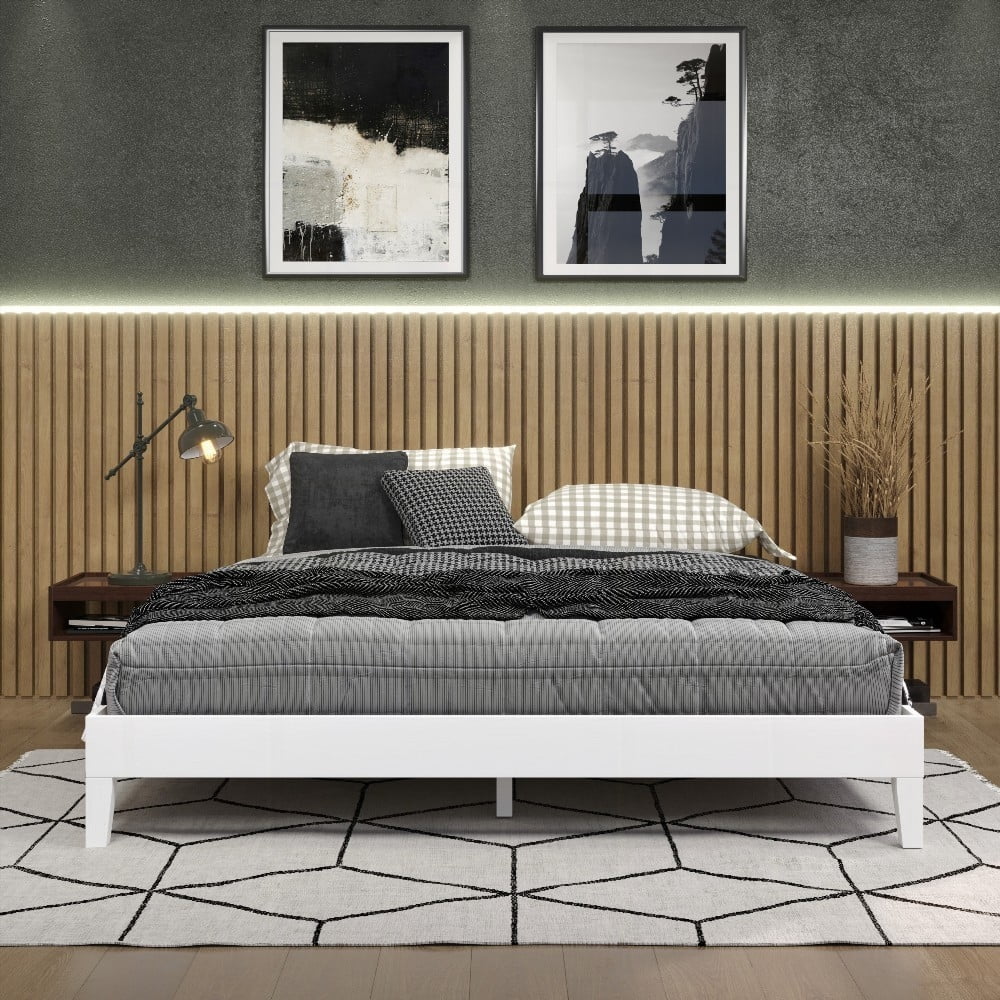 Nix - King Platform Bed in White with Solid Pine Construction - Walmart.com