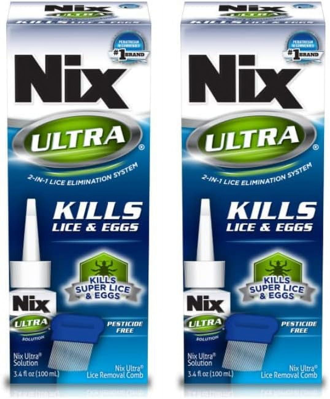 Nix Ultra 2-in-1 Lice Treatment Solution, 3.4 oz Pack of 2, Includes ...