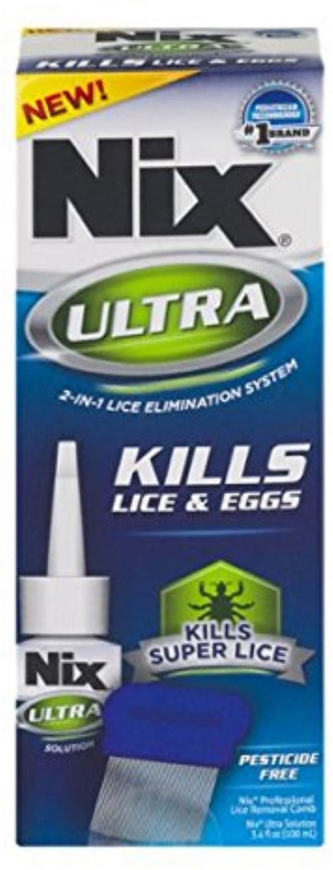 Nix Ultra Super 2-in-1 Lice & Egg Treatment with Comb, 3.4 oz, Pack of ...