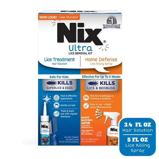 Nix Ultra Lice Removal Kit, Lice Treatment Hair Solution, 3.4 fl oz ...