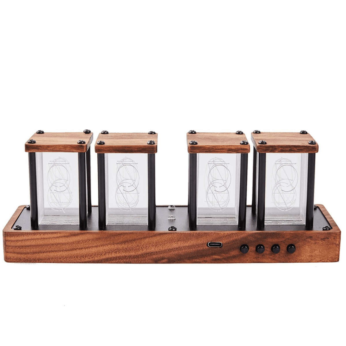 Nixie Tube Clock Walnut Digital Clock, Support Wi-Fi Time Calibration, Alarm and 12/24H Display ...