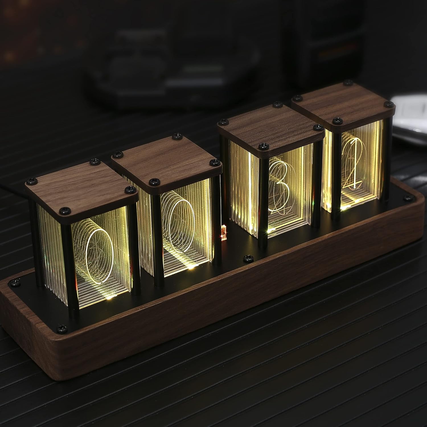 Nixie Tube Clock Walnut Digital Clock, Support Wi-Fi Time SYNC, Alarm ...