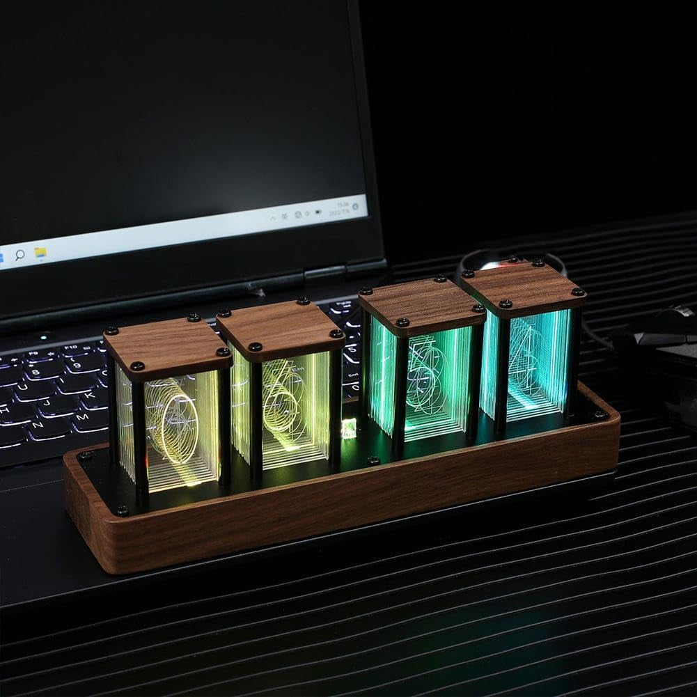 Nixie Tube Clock, Walnut Digital Clock, Vacuum Tube Clock in Cyberpunk ...