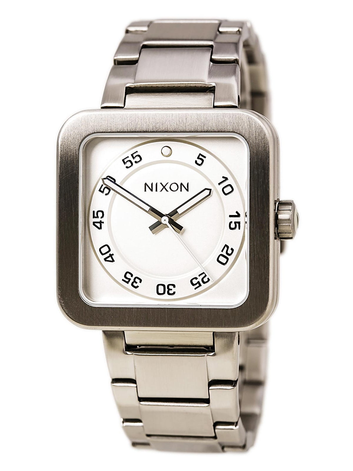 Nixon Men's A189100 The Riot Silver Dial Stainless Steel Bracelet Watch ...