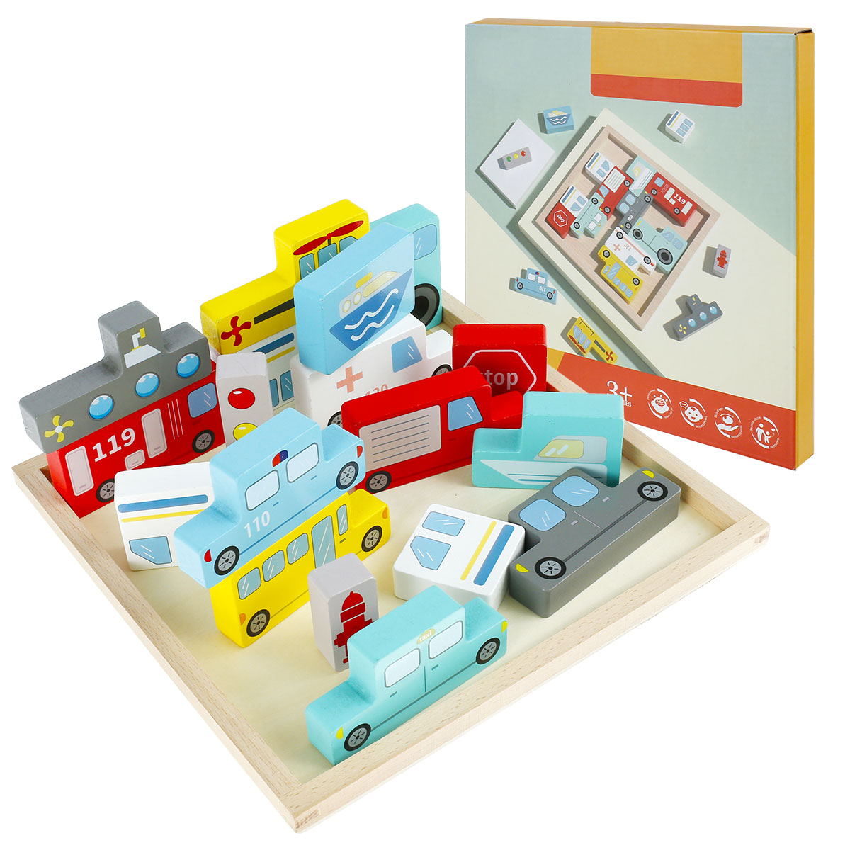 Niyofa Animal Building Block Puzzle Early Educational Wooden Animal ...