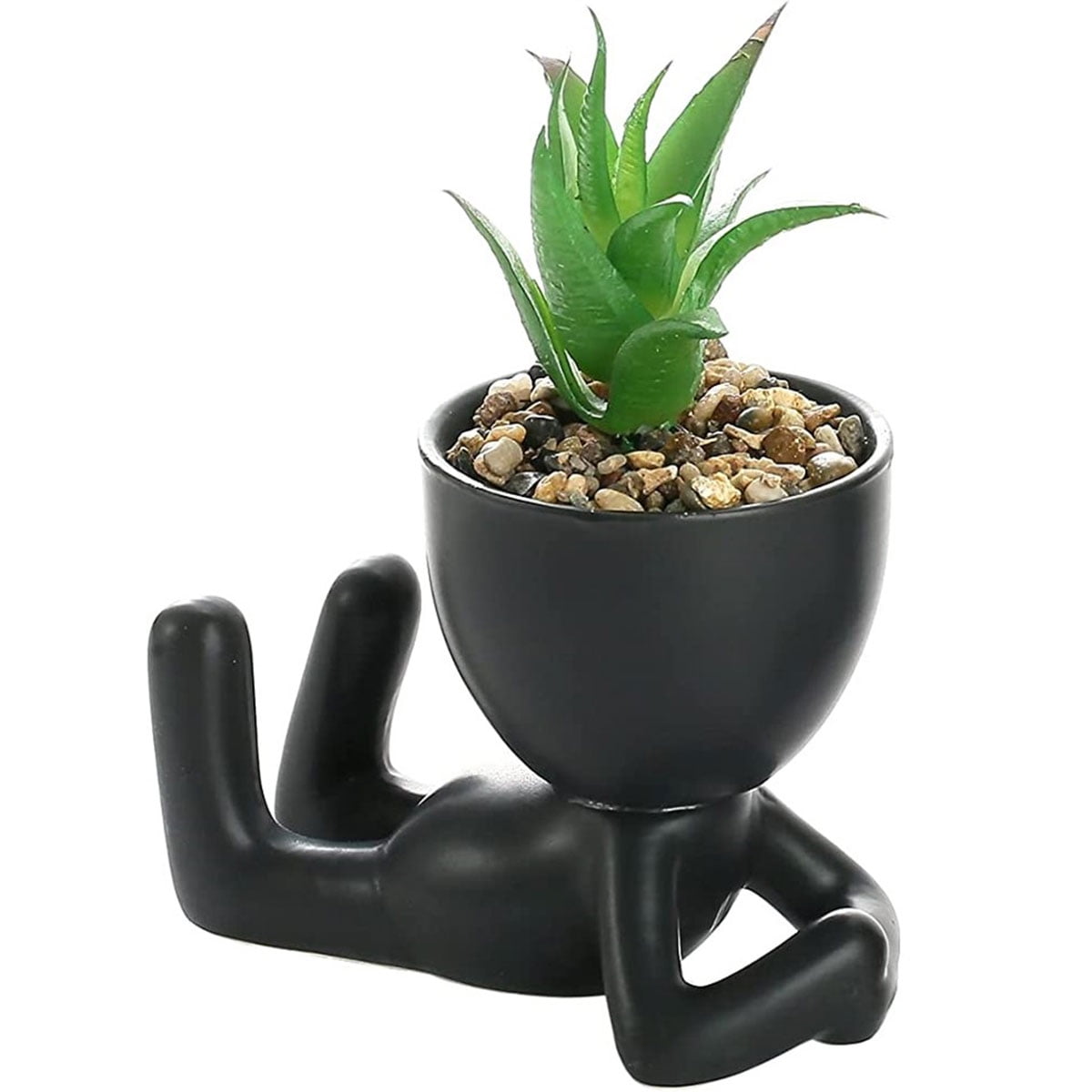 Niyofa Ceramic Human Shaped Flower Pot Human Shape Small Cactus Pot ...