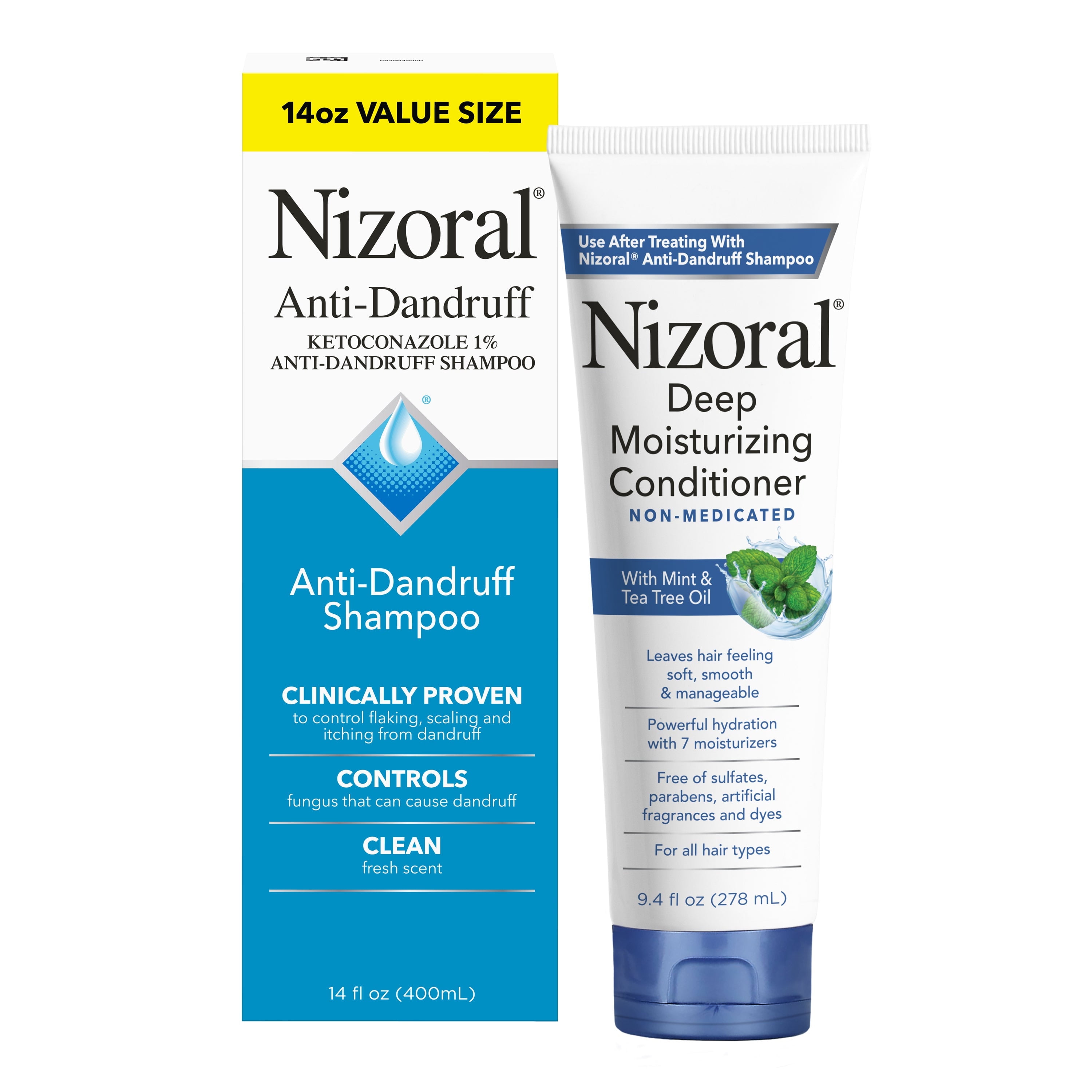Nizoral Anti-Dandruff Shampoo, 14 Oz + Deep Moisturizing Conditioner, 9 ...