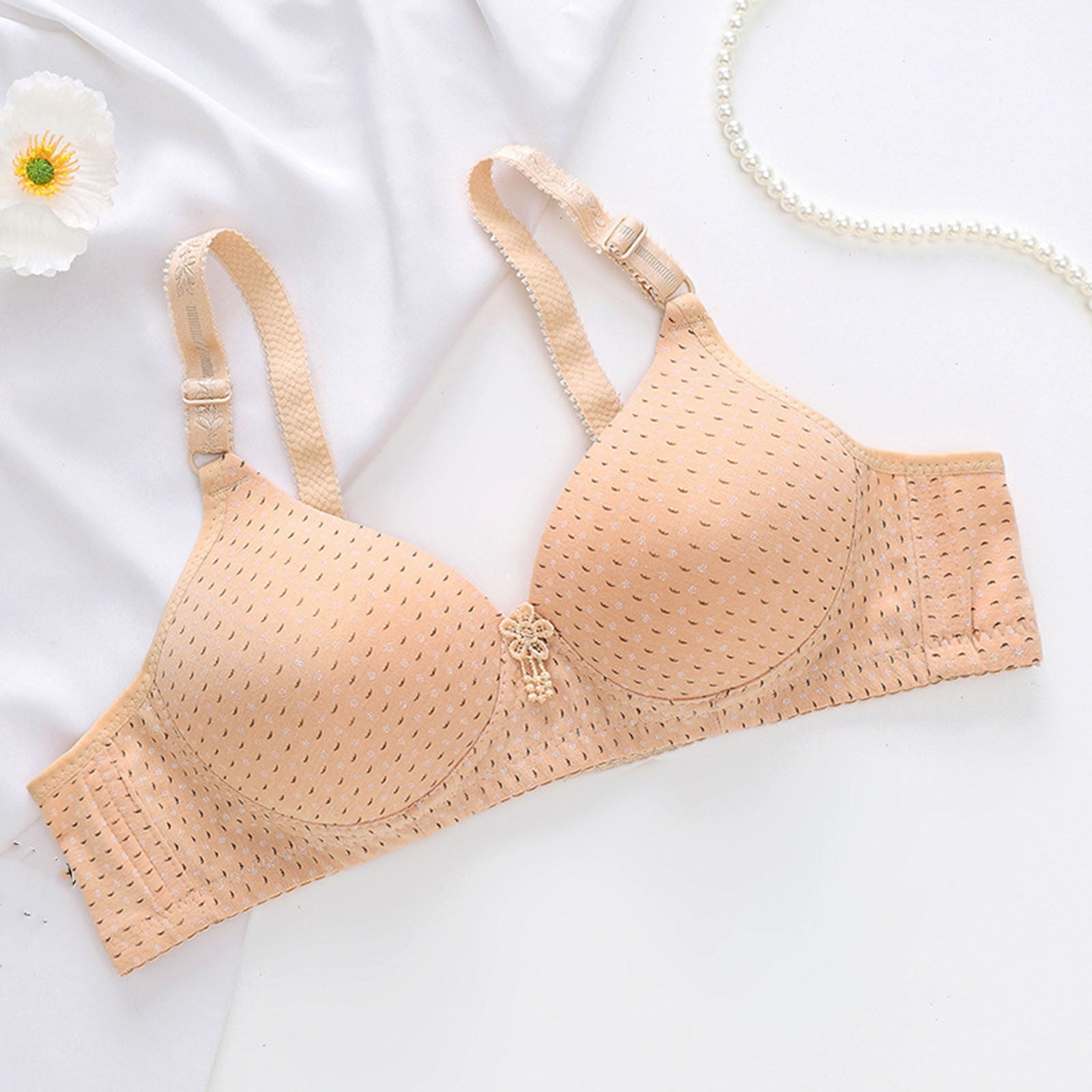Njagoc3 2025 French Wirefree Bra Thin Unlined Bralette Comfort Natural ...