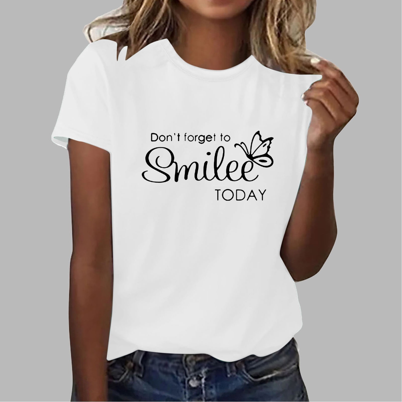 Njagoc3 2025 Positive Vibes Tee 3D "SMILE" Embroidered Letters Unisex ...