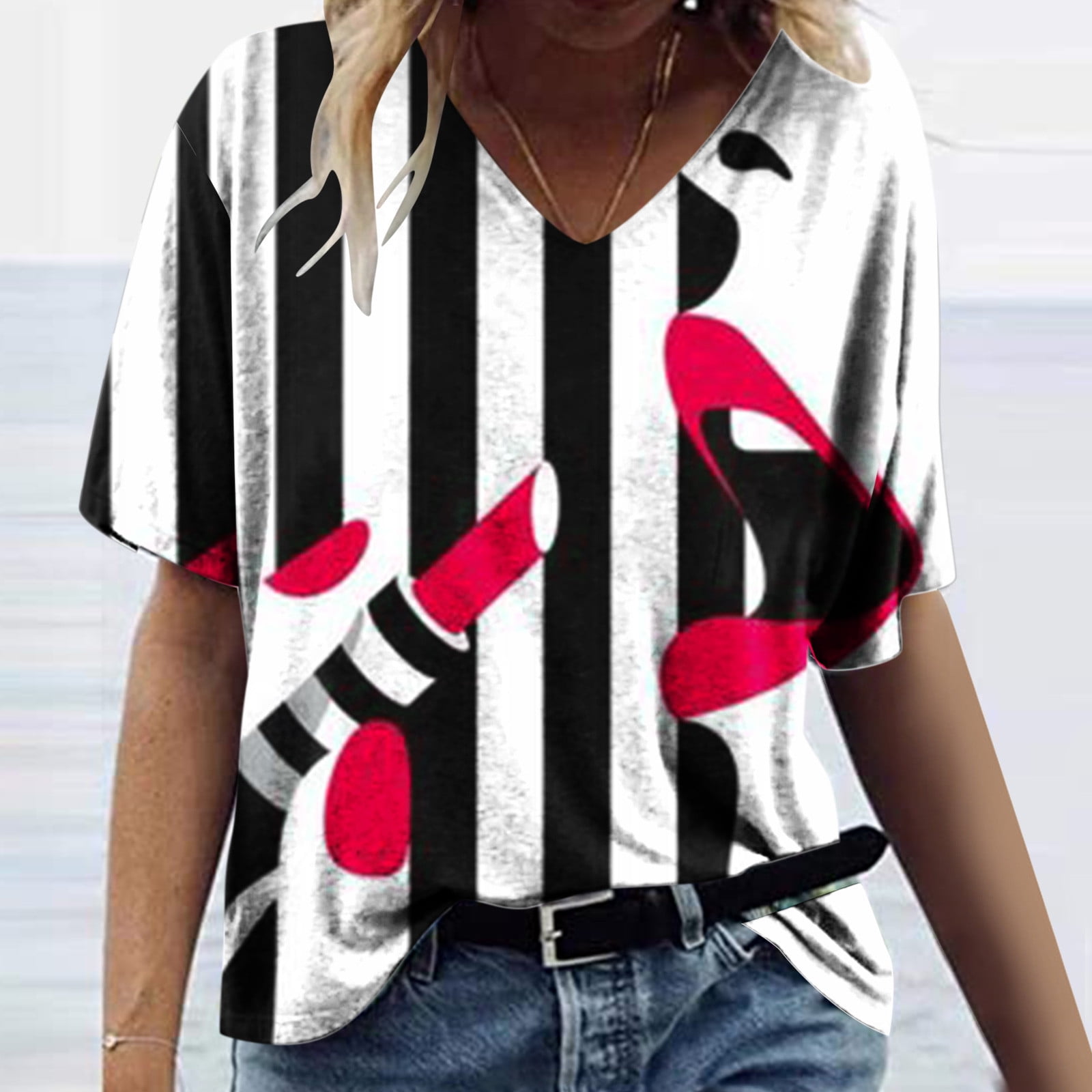 Njagoc3 Abstract Art Rendered Portrait Icon Short Sleeve V-Neck Top ...