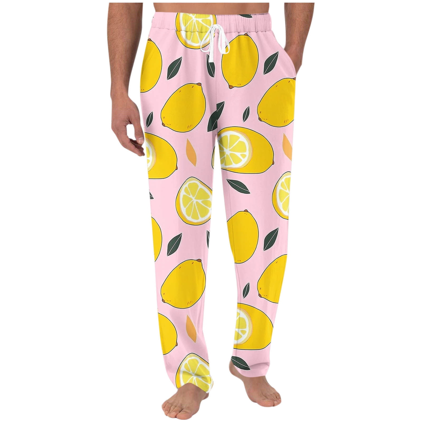 Njagoc3 Mens Lemon-Printed Pajama Pants, Comfortable Soft Trousers for ...