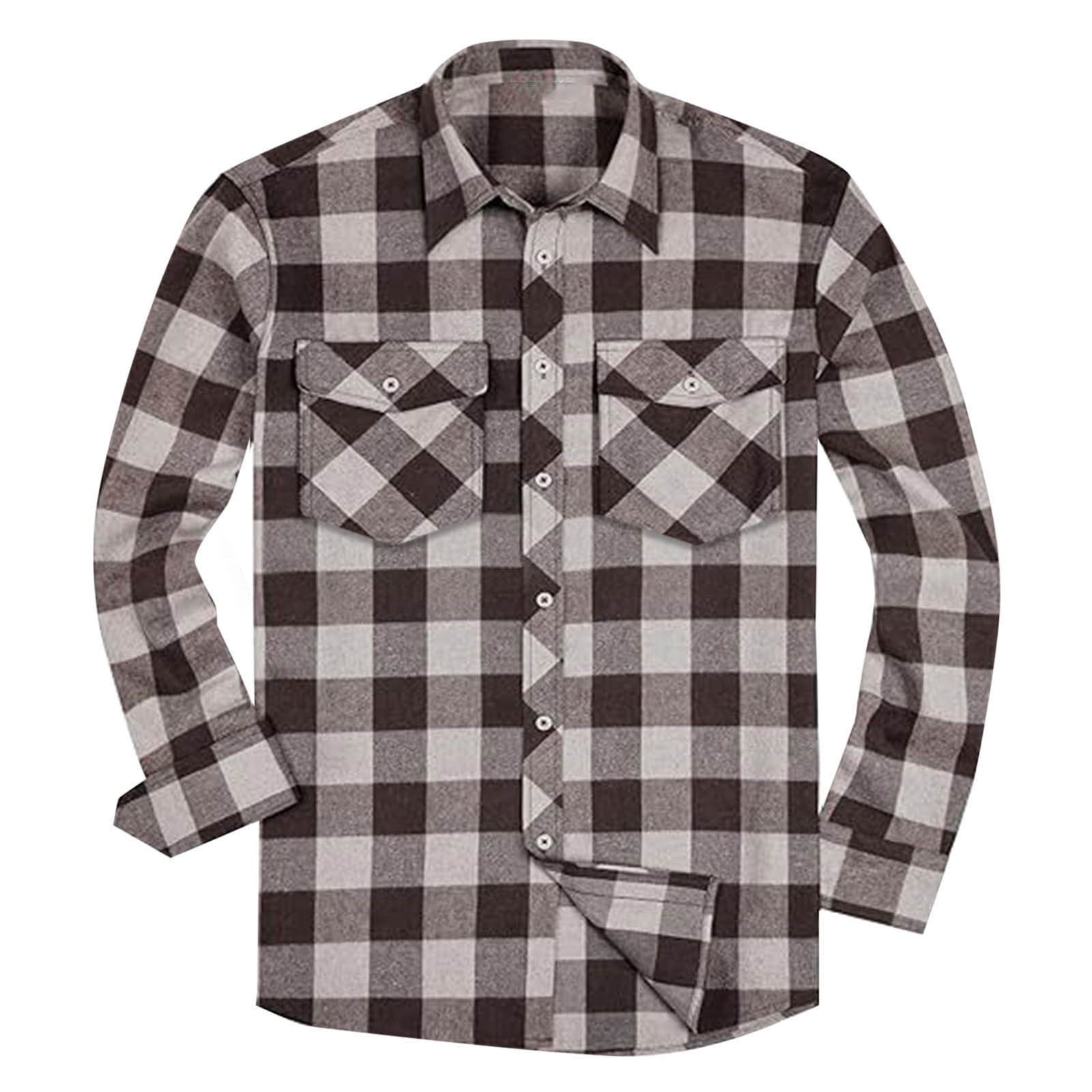 Njagoc3 Mens Long Sleeve Plaid Flannel Shirt, Regular Fit, Retro Style ...