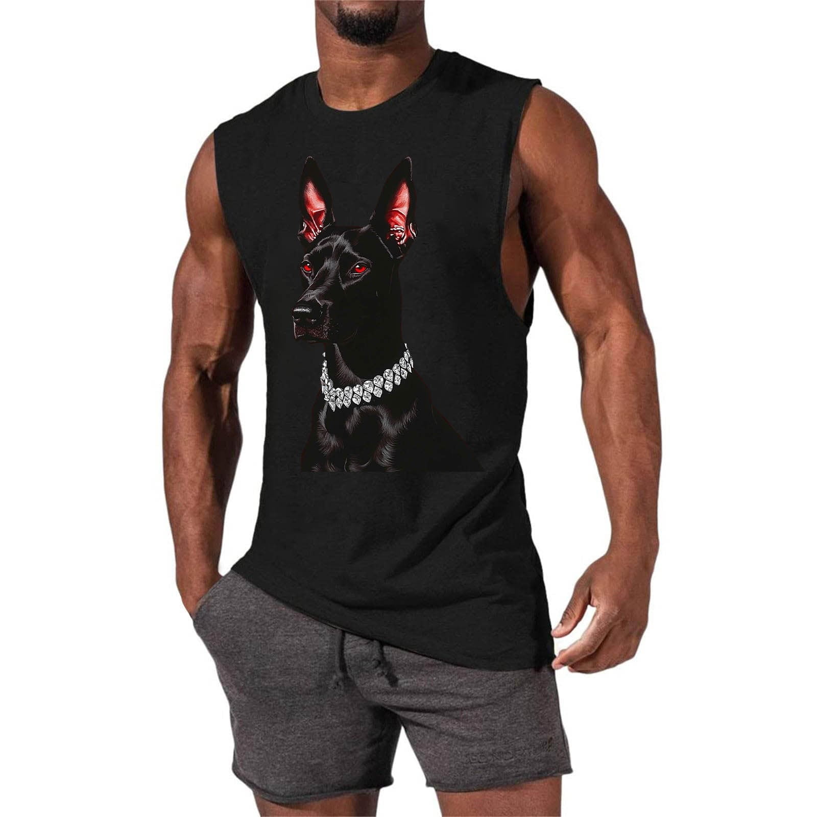 Njagoc3 Mens Sleeveless Workout Tank, Bold Graphic Print, Muscle - Fit ...