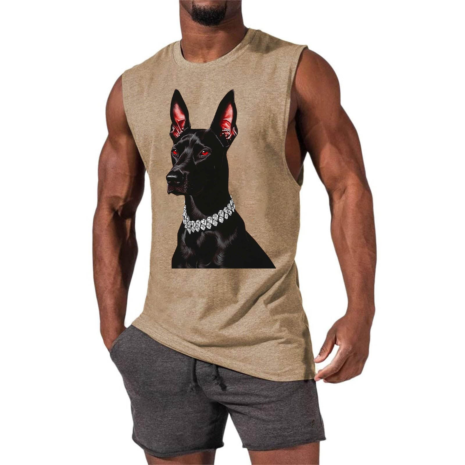 Njagoc3 Mens Sleeveless Workout Tank, Bold Graphic Print, Muscle - Fit ...