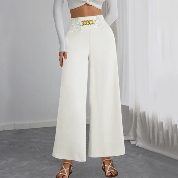 Njagoc3 Women's High Waist Wide Leg Pants with Belt - Elegant Casual ...