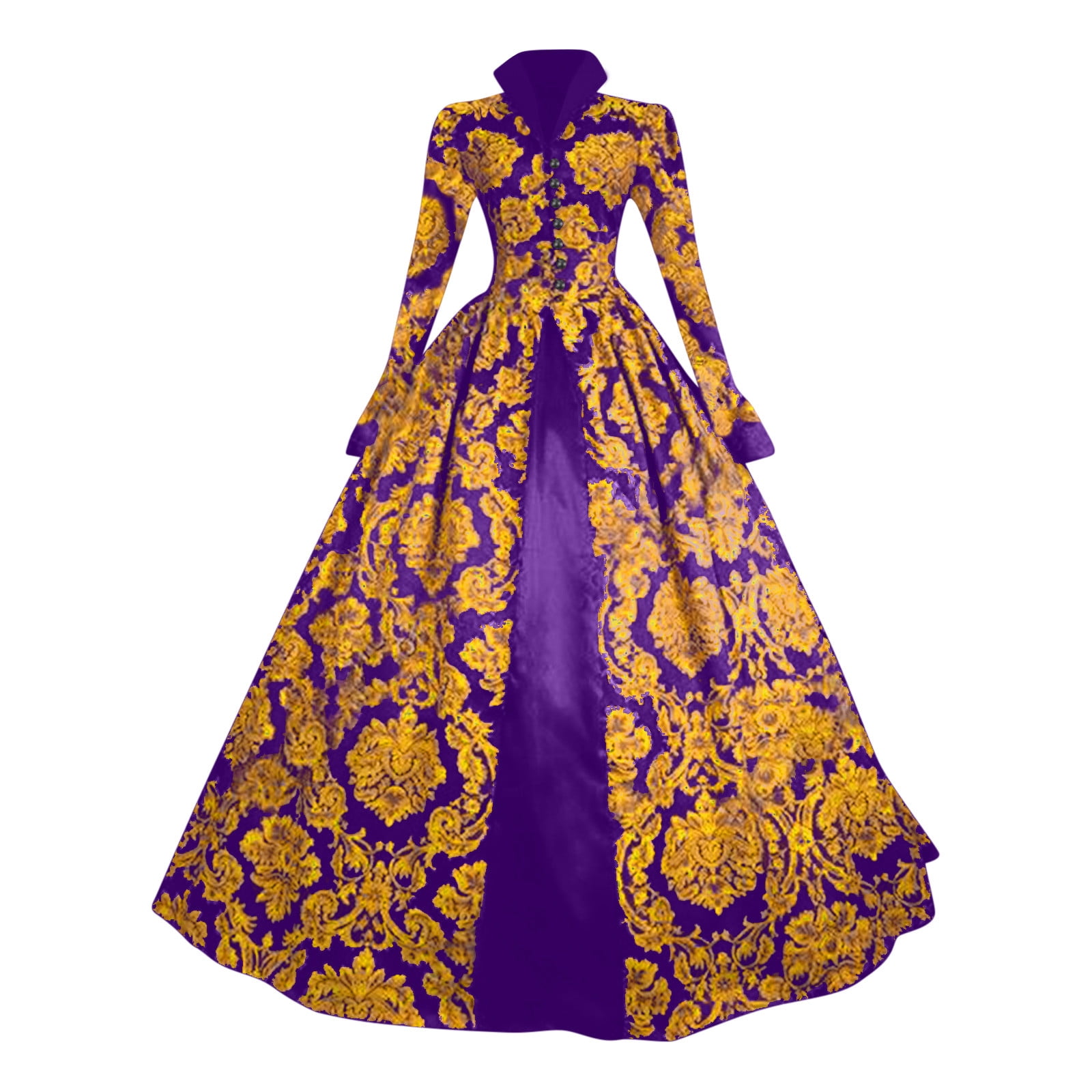 Njagoc3 Womens Long Sleeve Brocade Ball Gown, Floor - Length, Cultural ...