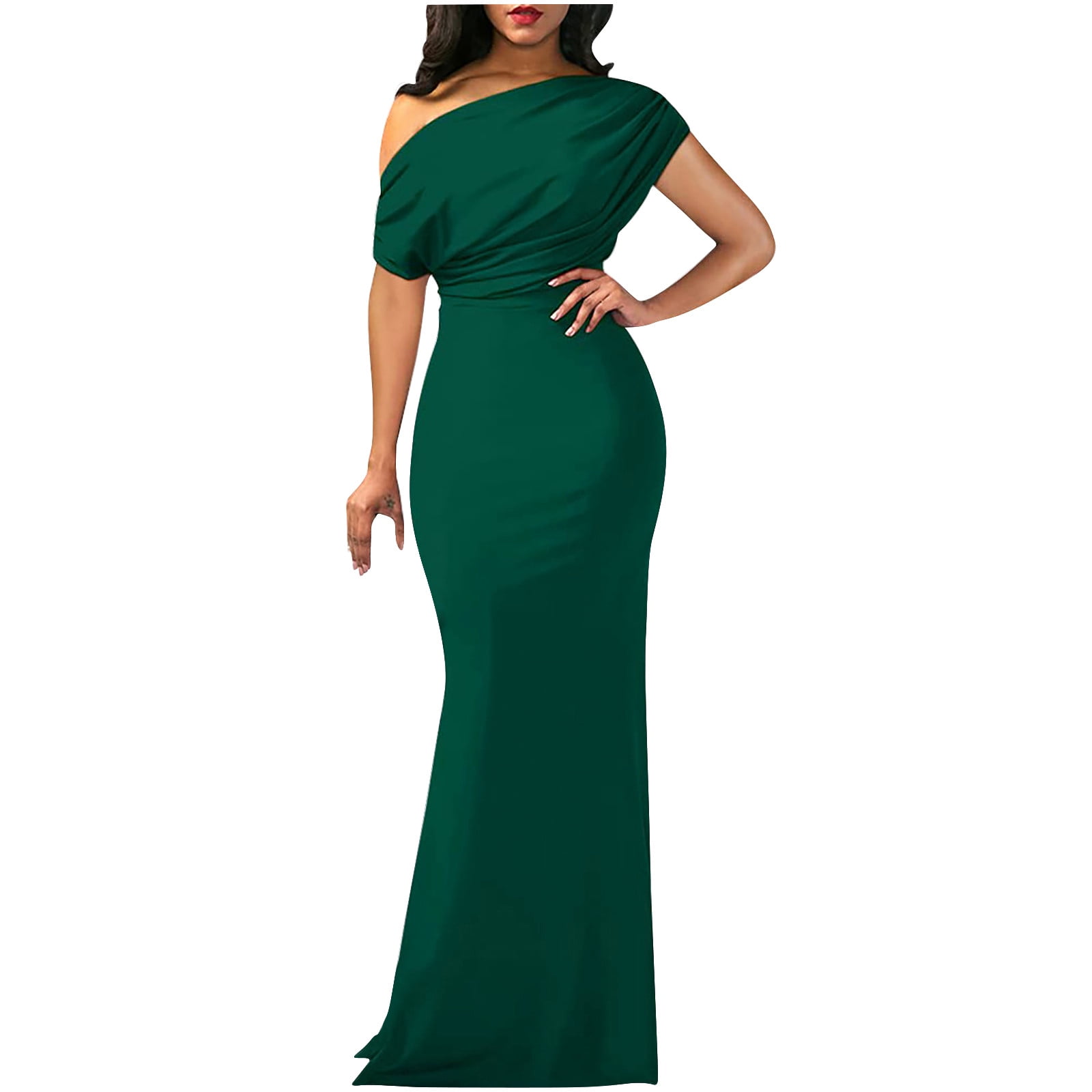 Njagoc3 Womens One - Shoulder Maxi Dress, Elegant Formal Gown, Wedding ...