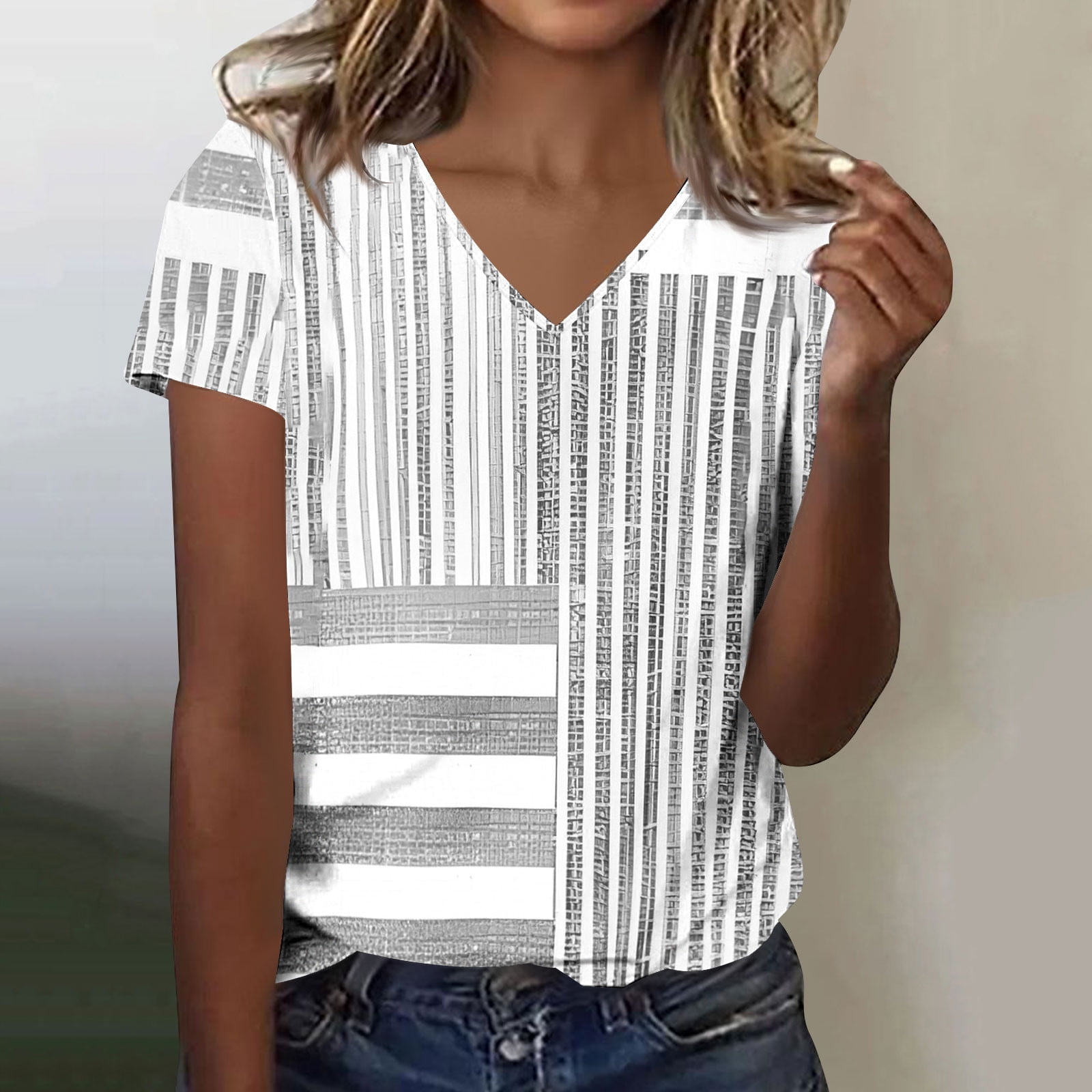 Njagoc3 Womens Vertical Stripe Blouse - Navy/White Pinstripe Design for ...
