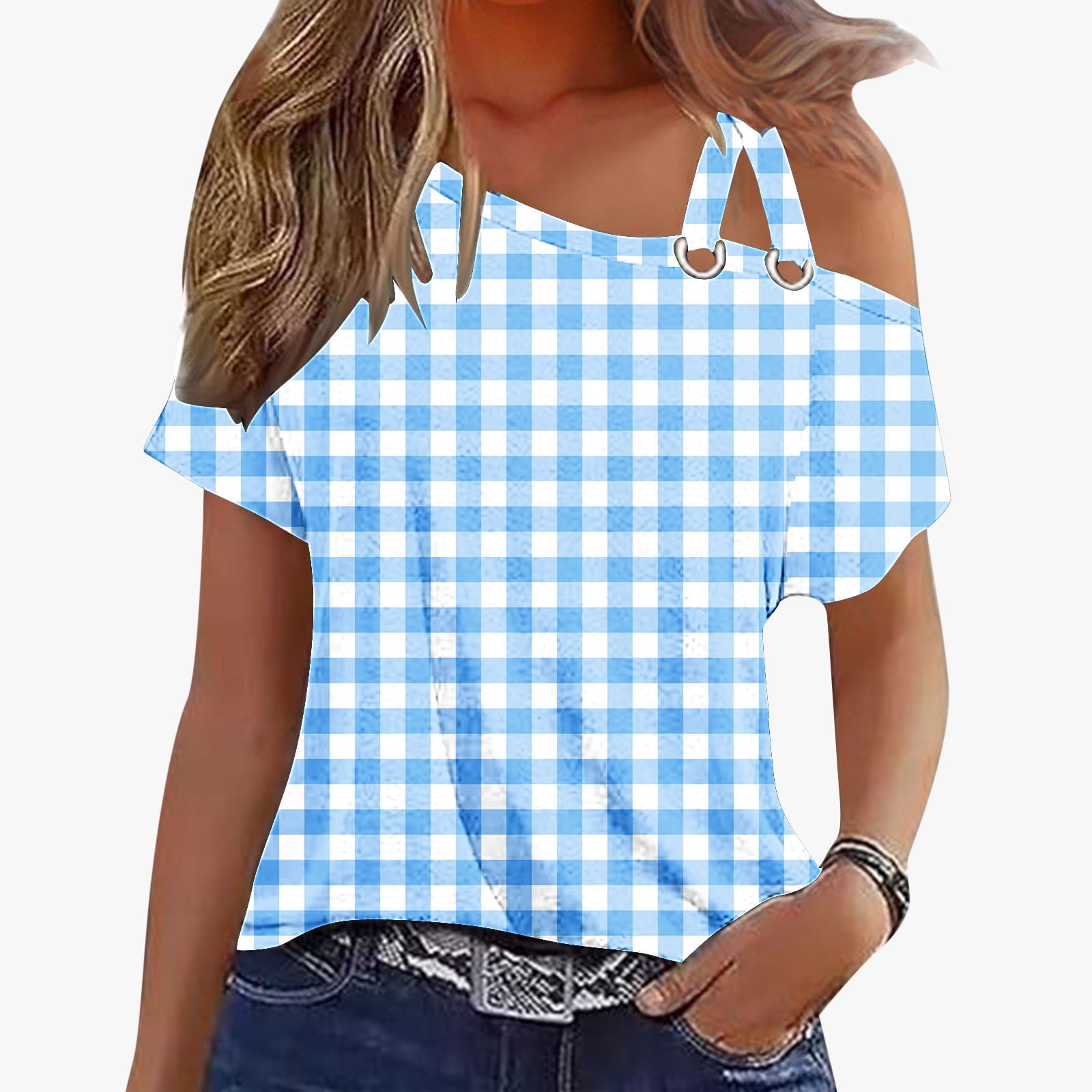 Njagoc3 Wrap Front Floral Top - Off Shoulder Ruffle Sleeve, Date Night ...