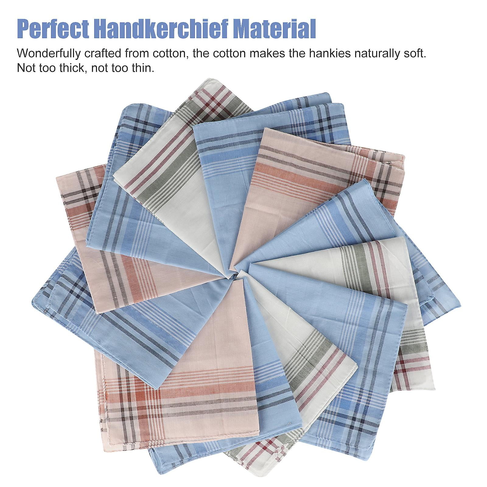 Men's Cotton Plaid Hankies Set, 12 Pieces 15x15 Inch Soft Pocket Squares - Walmart.com
