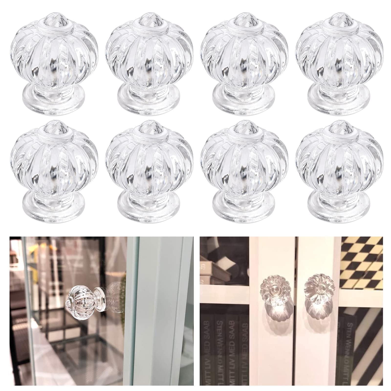 Njide Clear Acrylic Self Adhesive Cabinet Handles for Kitchen Bathroom ...