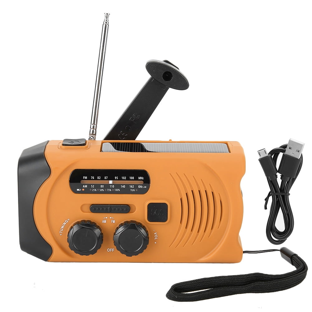 Njide Hand Crank FM Radio Solar Power Emergency Phones Charger LED ...
