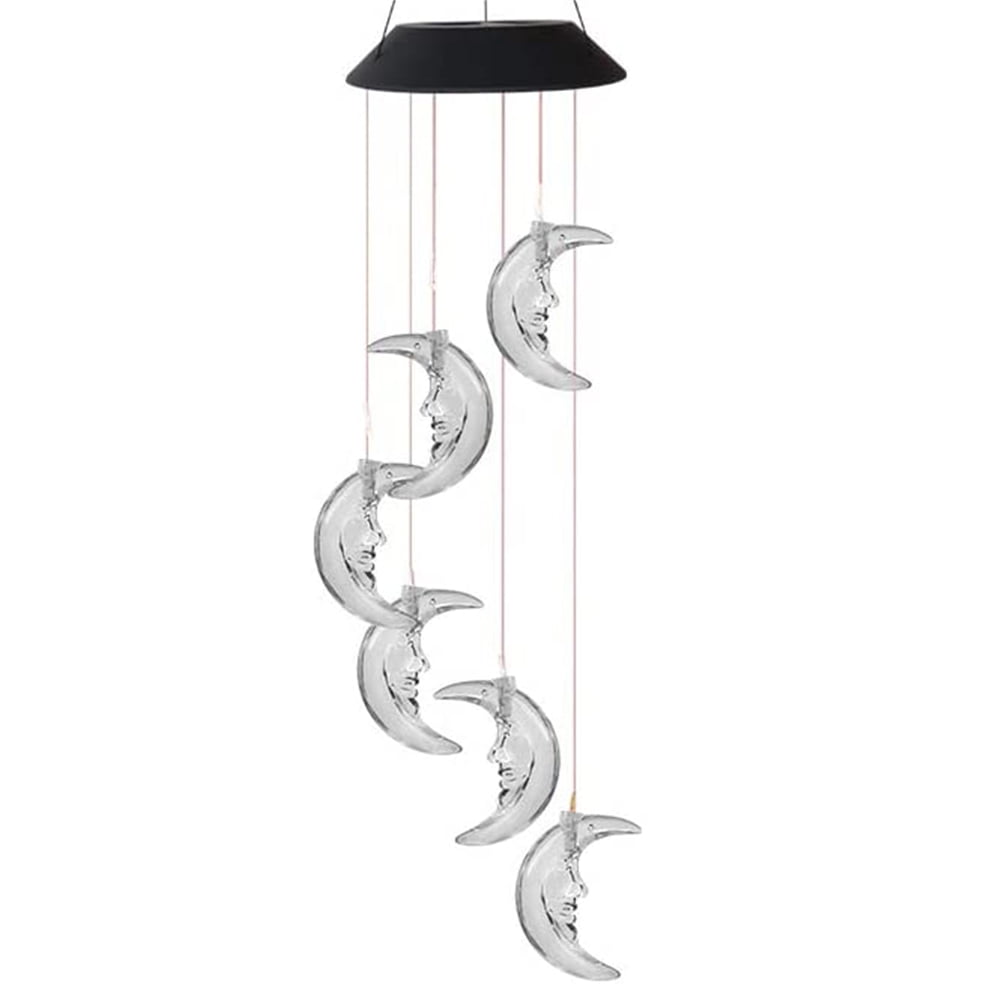 Njide Solar LED Outdoor Star Moon Wind Chime Mom Grandmother Memorial ...