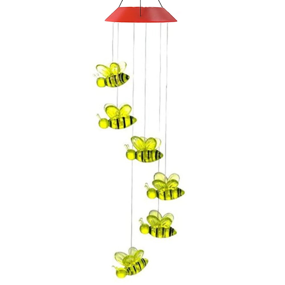 Njide Solar LED Wind Chime Outdoor Bee Wind Chime Mom Grandmother ...