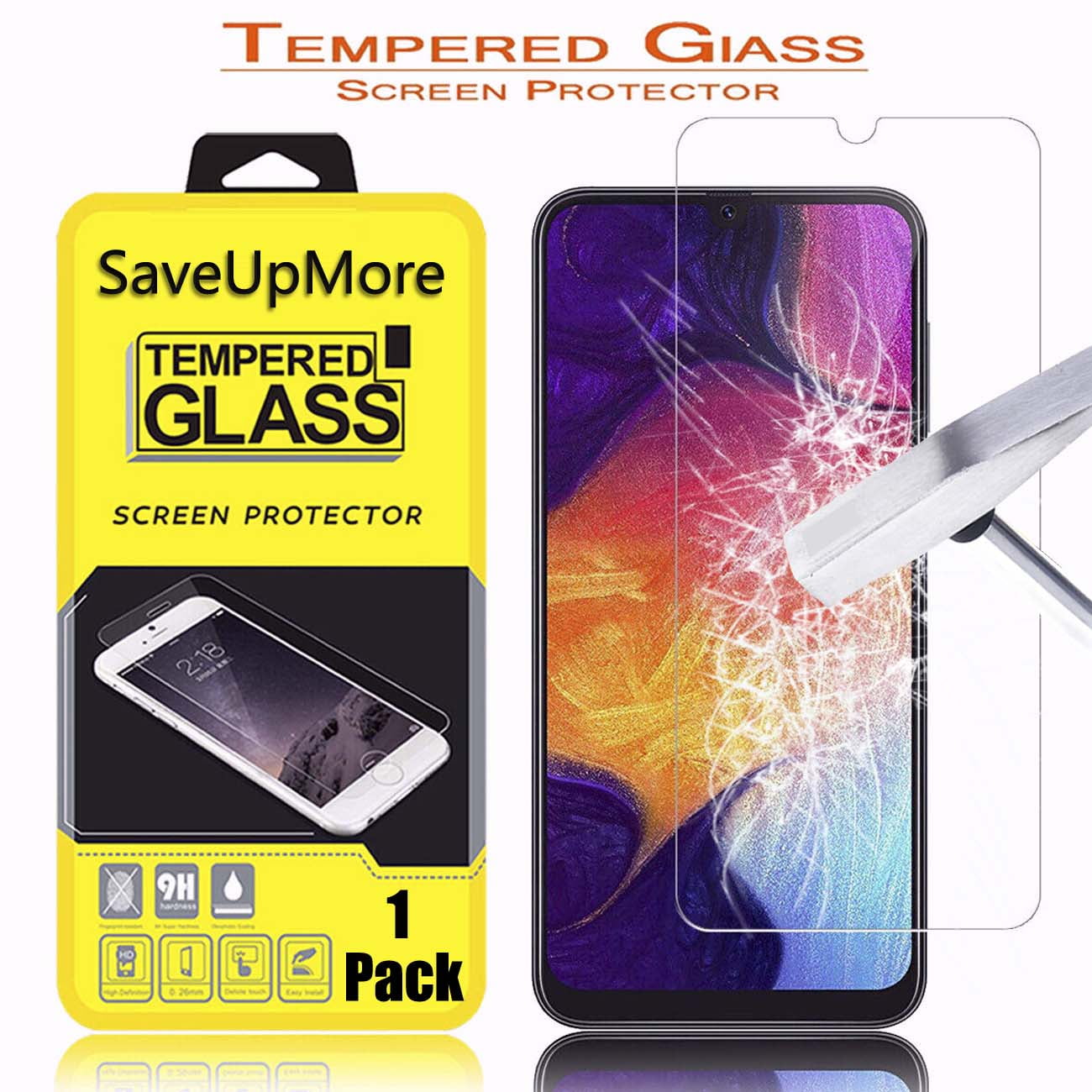Njjex [1-Pack] for Samsung Galaxy A10E A20 A30 A50 A505U Tempered Glass ...