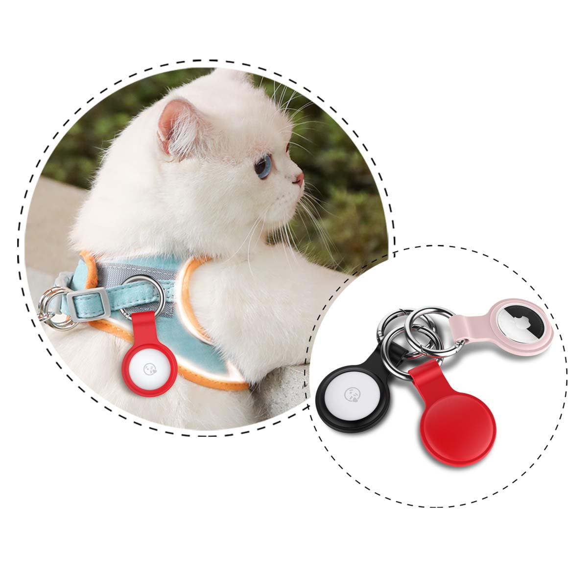 Njjex 3 Pack Apple Air Tag Silicone Loop, Air Tag Key Ring, Air Tag ...