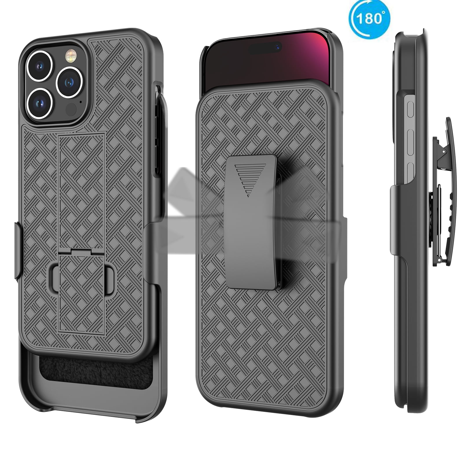 Njjex Case for iPhone 16 Plus Case[with Belt Clip Holster Case]Slim Combo Shell with Kickstand ...