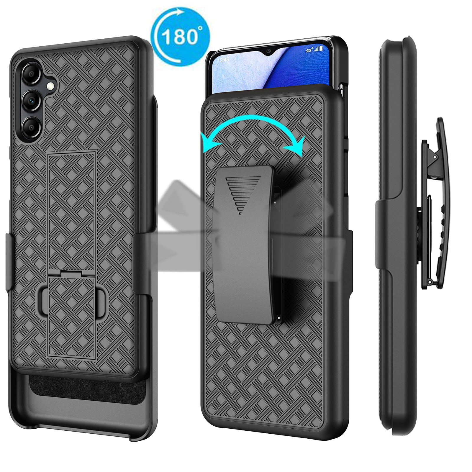 Njjex Phone Cover & Holster for Samsung Galaxy A14 5G, Slim Shell, Swivel Belt Clip & Kickstand ...