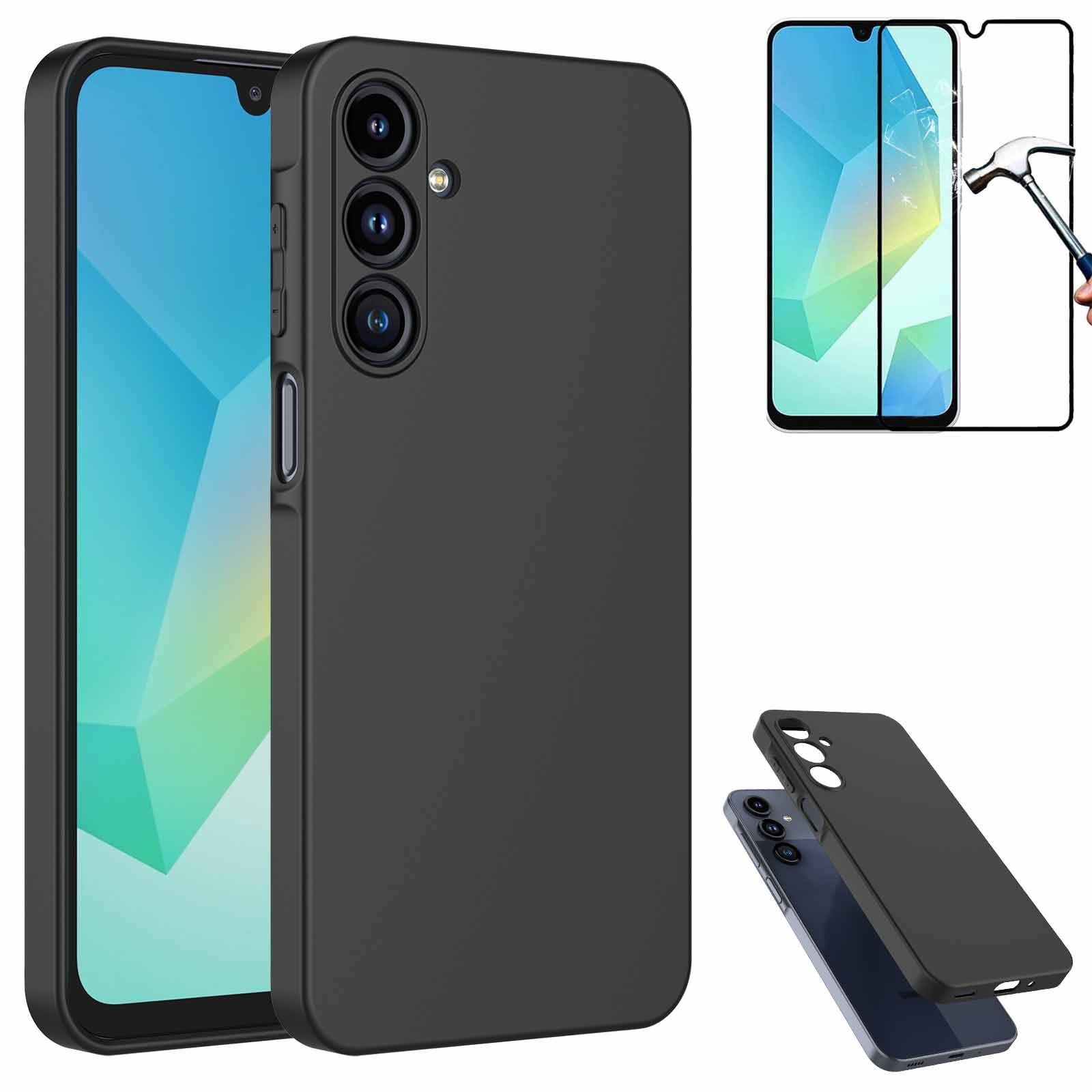 Njjex For Samsung A16 Case with Screen Protector,Liquid Silicone Soft ...