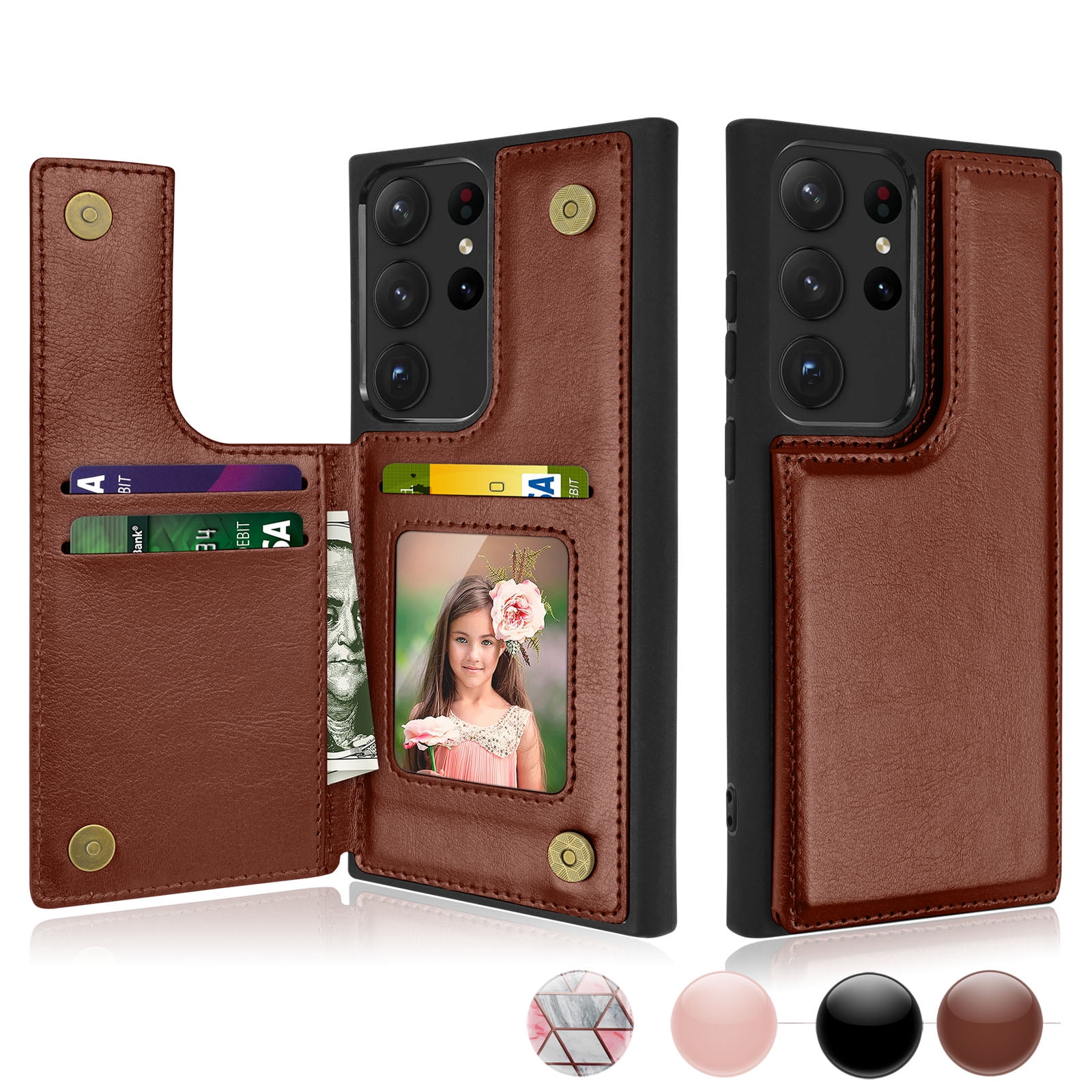 Njjex For Samsung Galaxy S24,S24 Plus,S24 Ultra Wallet Case, Galaxy S24 PU Leather Case,Luxury ...