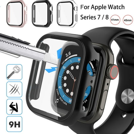 2 Pack Case with Tempered Glass Screen Protector for Apple Watch Series ...