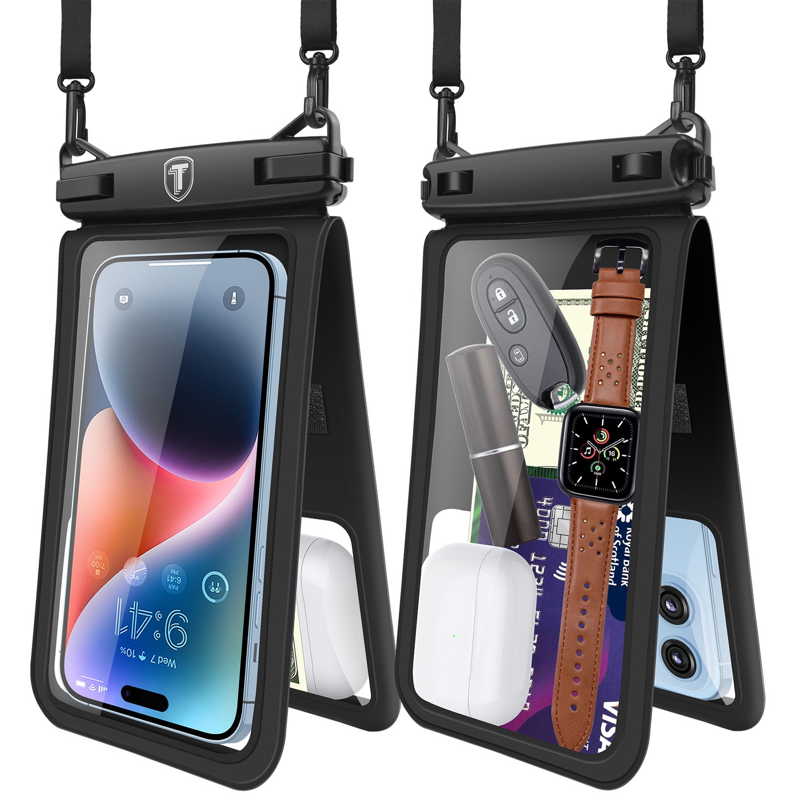 Njjex Large Waterproof Phone Lanyard Case - 1 Pack, Double Space ...