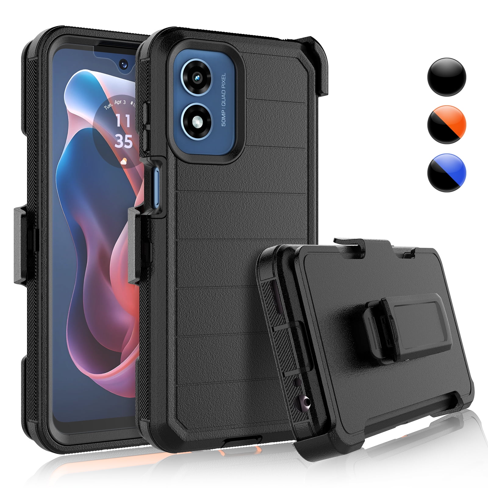 Njjex For Motorola Moto G Play 4G 2024 6.5" Case with Belt-Clip Holster ...