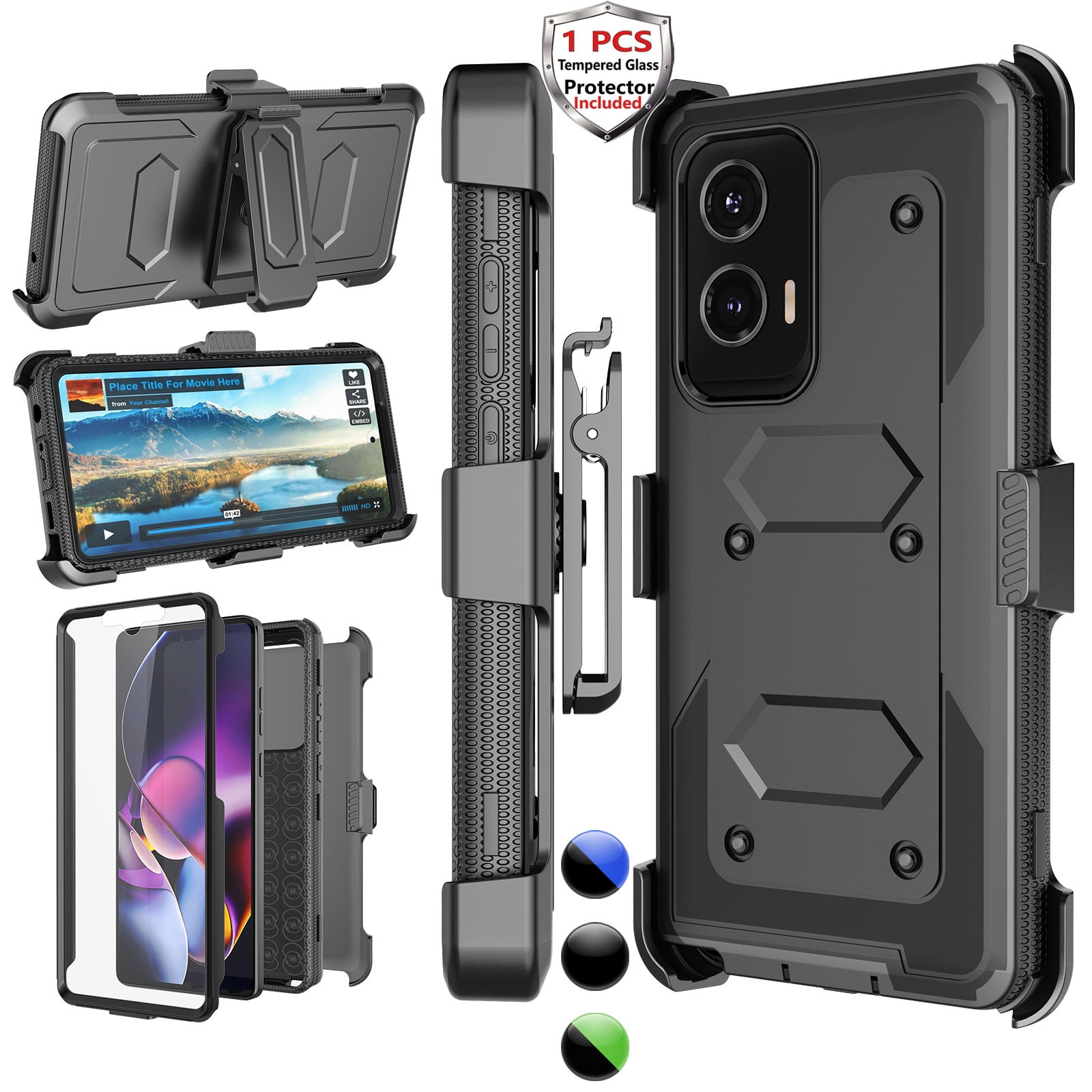 Njjex Phone Cases for Motorola Moto G 5G 2024 6.6", [Buit-in Temerped ...