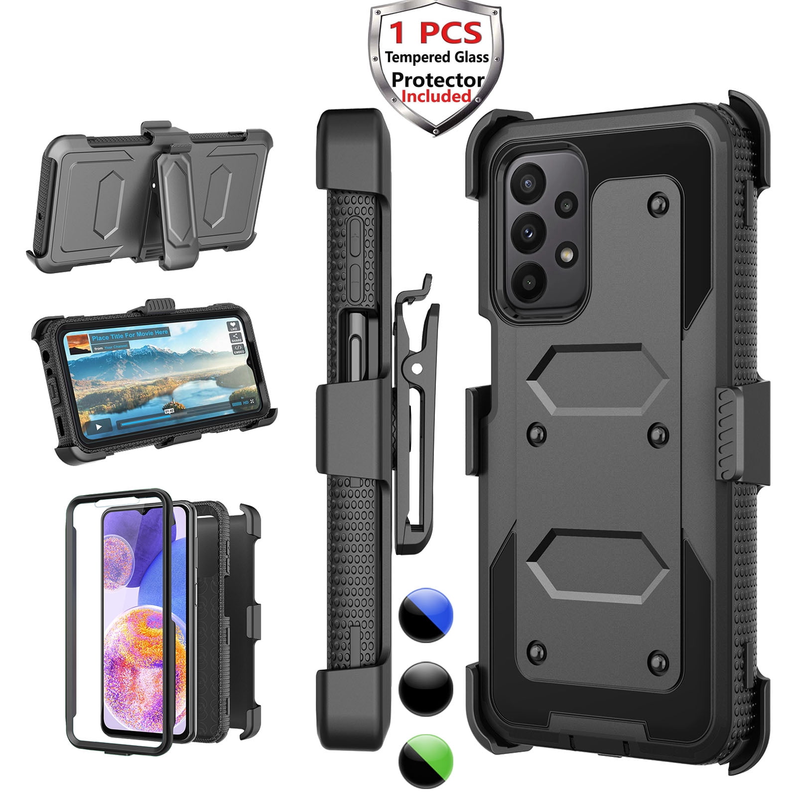 Njjex Phone Cases for Samsung Galaxy A23 5G 6.6", [Buit-in Temerped ...