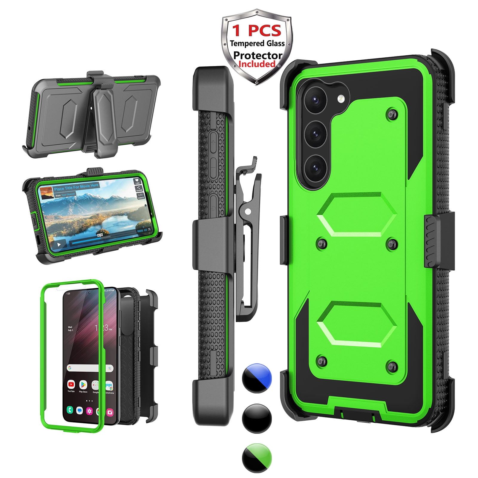 Njjex Phone Cases for Samsung Galaxy S23 Plus, [Buit-in Temerped Glass ...