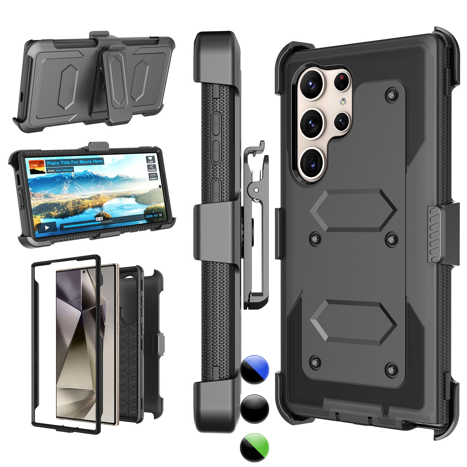 Njjex Phone Cases for Samsung Galaxy S24 Ultra 5G 2024, Combo Holster Belt Clip [Heavy Duty ...