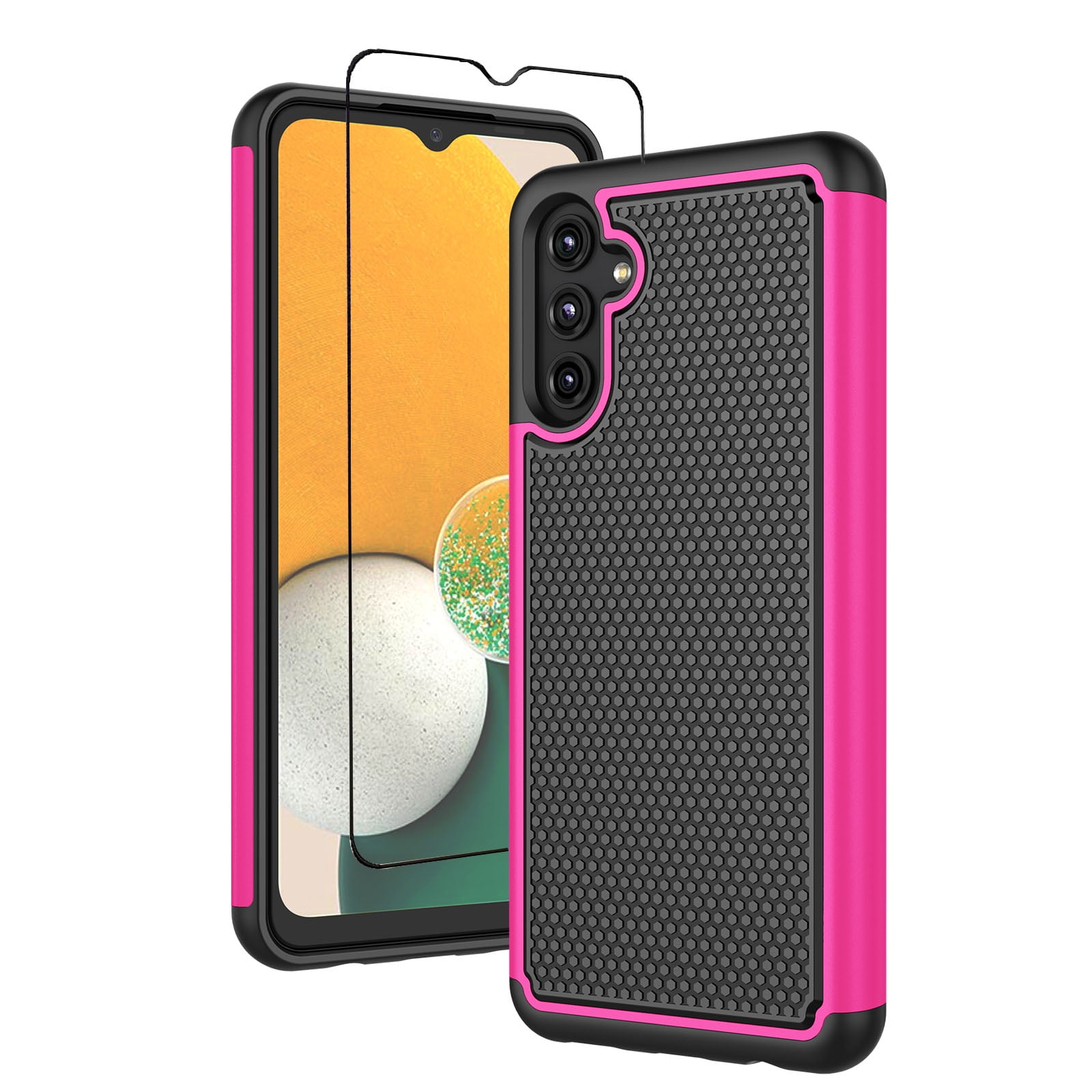 Njjex Shockproof Rugged Cell Phone Case for Samsung Galaxy A14, Black ...