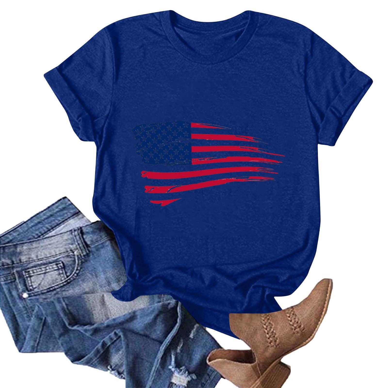 Njoeus American Flag Shirt Women 4th Of July Shirts Usa Flag Graphic