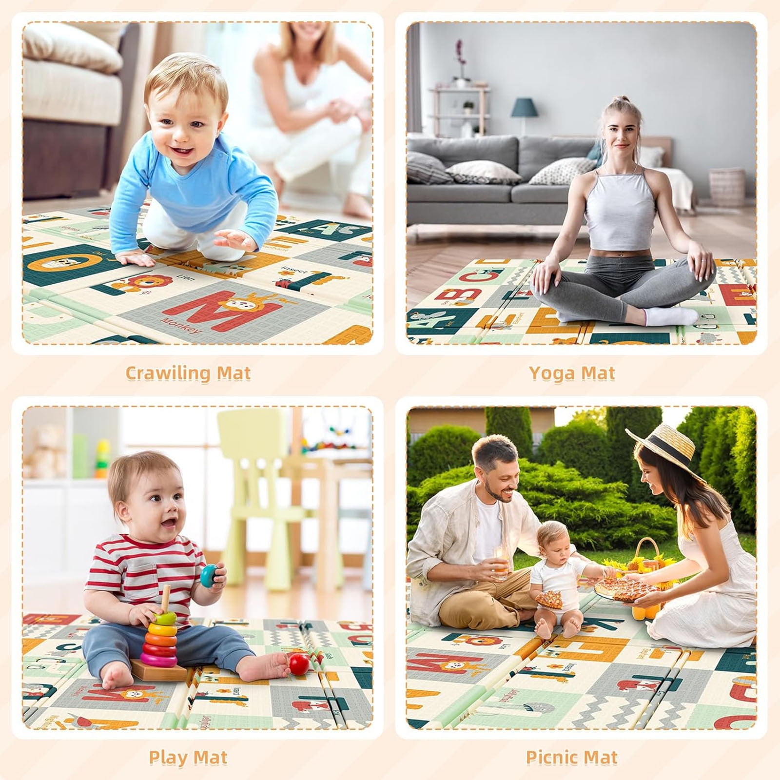 Njoeus Baby Play Mat Activity Gym,Infant Play Mats for the Floor Foam ...