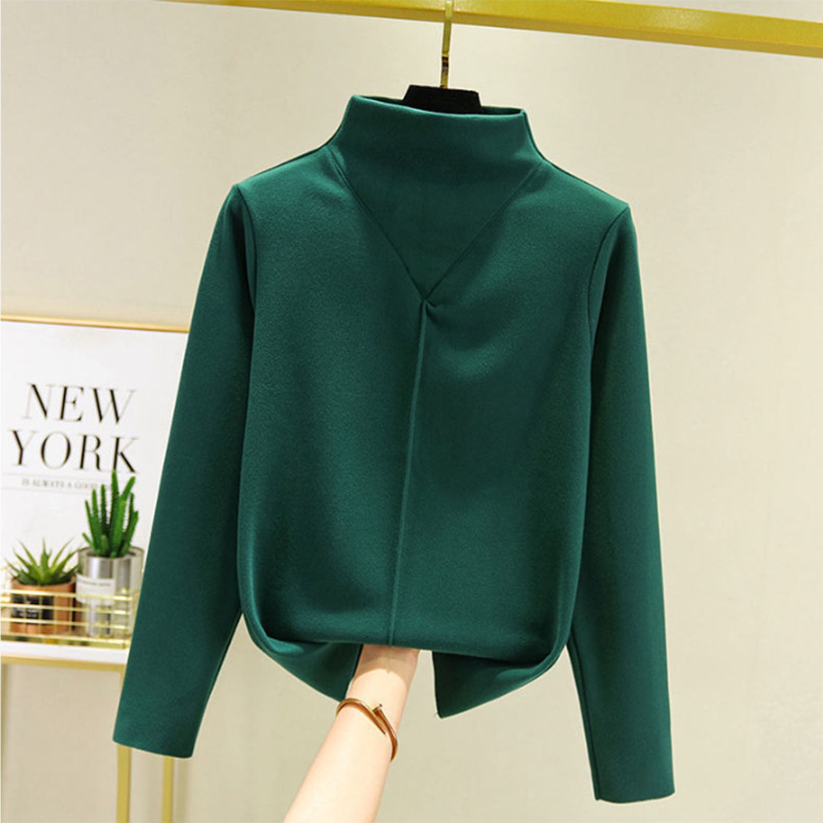 Njoeus Blouses for Women Dressy Casual, Women's Mock Turtleneck Velvet ...