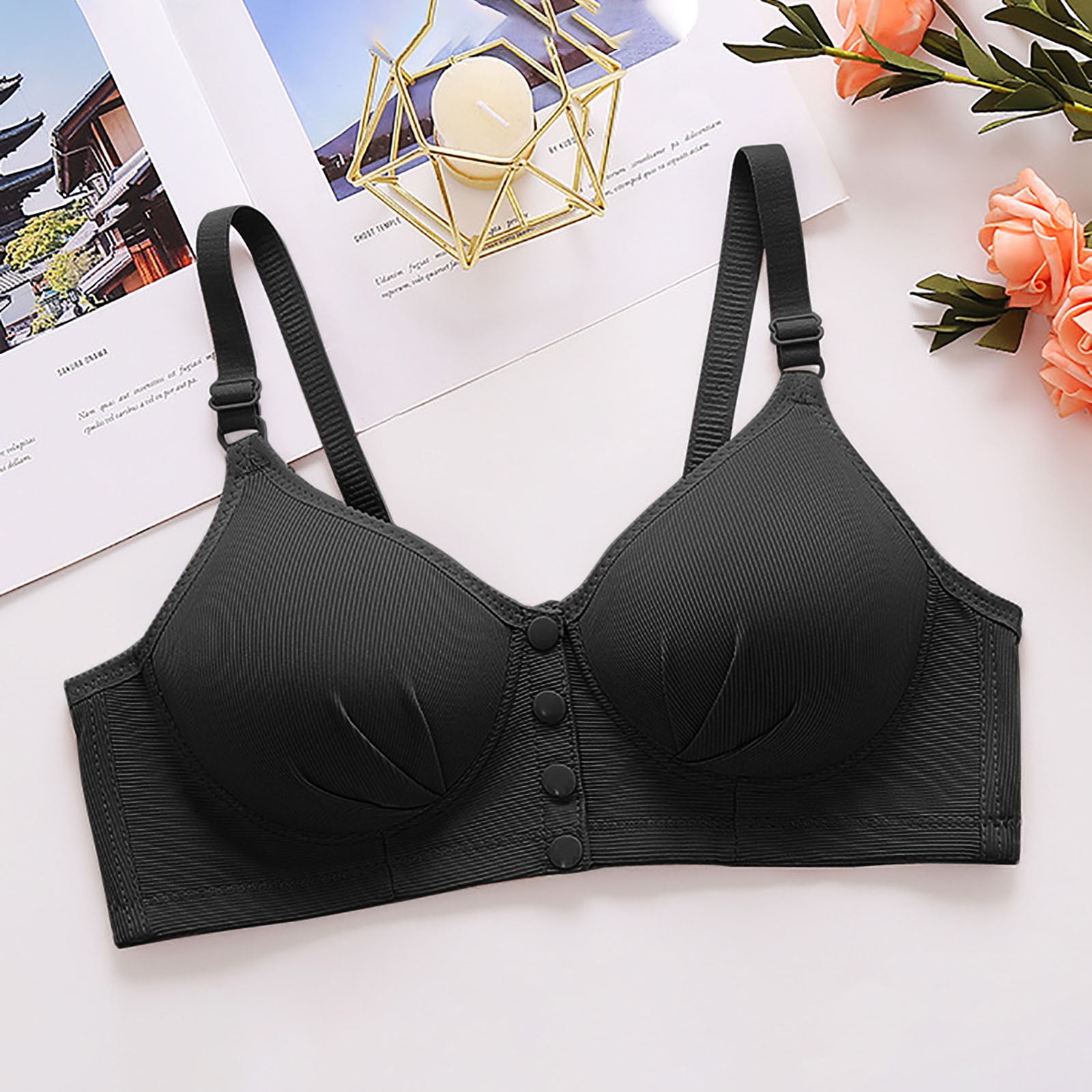 Njoeus Bras for Women Deep V Bra Women's Plus Size Front Bra No ...