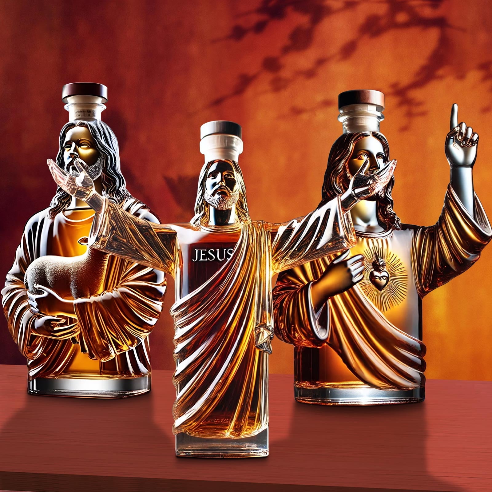 Njoeus Christian Communion Wine Bottle 12 Oz, Jesus Decorative Glass ...